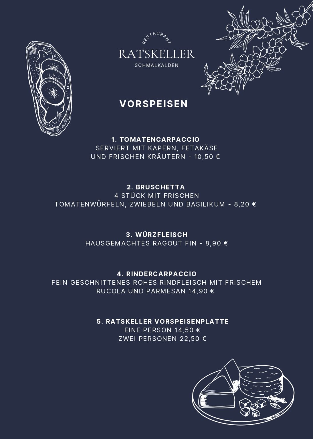 Menu – Ratskeller – Gemütliches Familienrestaurant