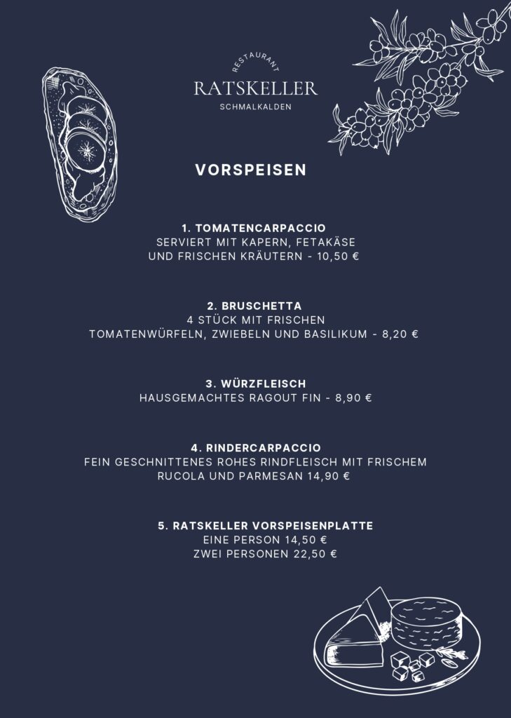 Menu – Ratskeller – Gemütliches Familienrestaurant